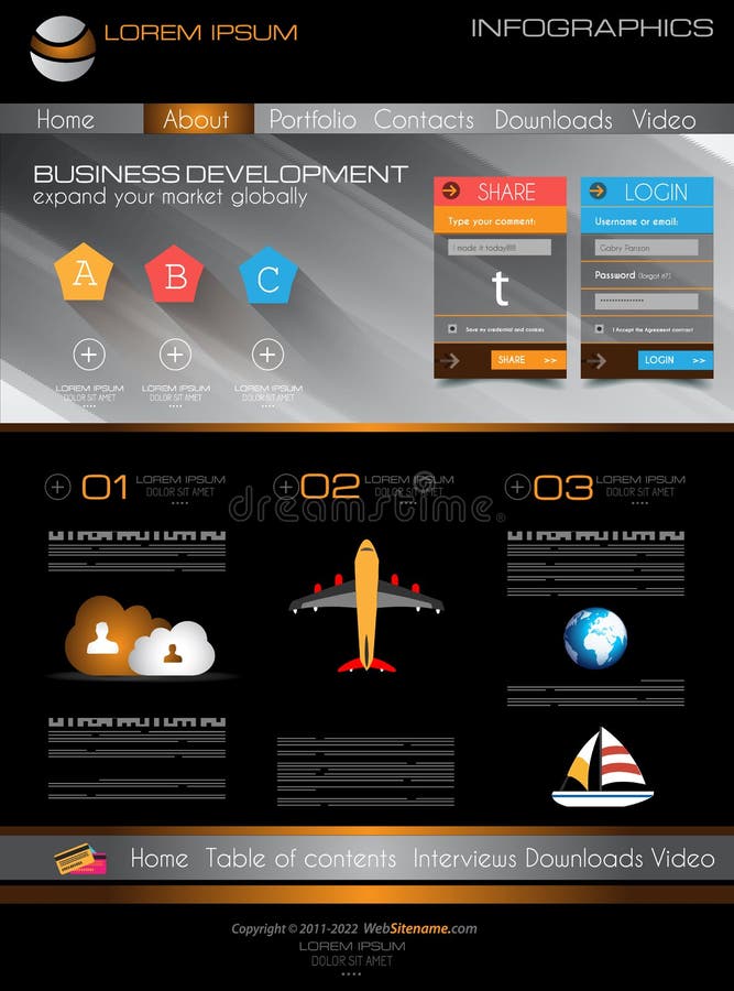 Attractive Modern Web Template with Flat UI Elements. Stock Vector ...