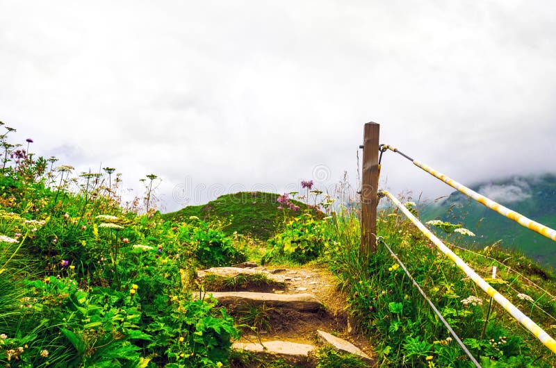 Attractive Mountain Landscape with the End of Hard Way Stock Photo ...