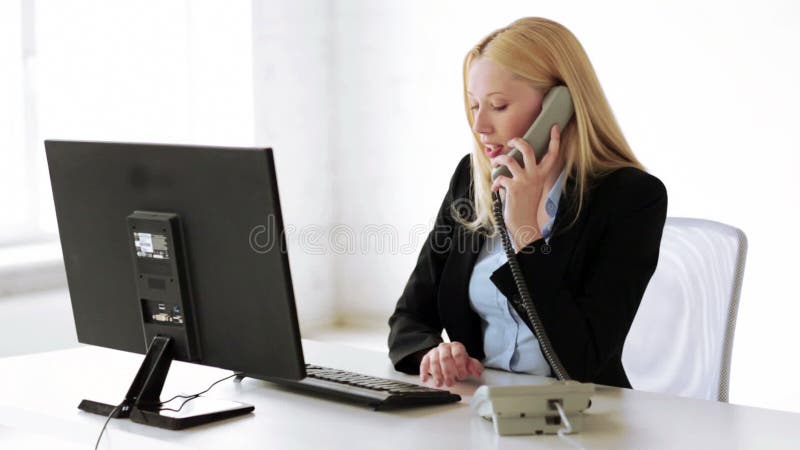 Attractive Office Worker Taking Phone Call Stock Footage - Video of ...