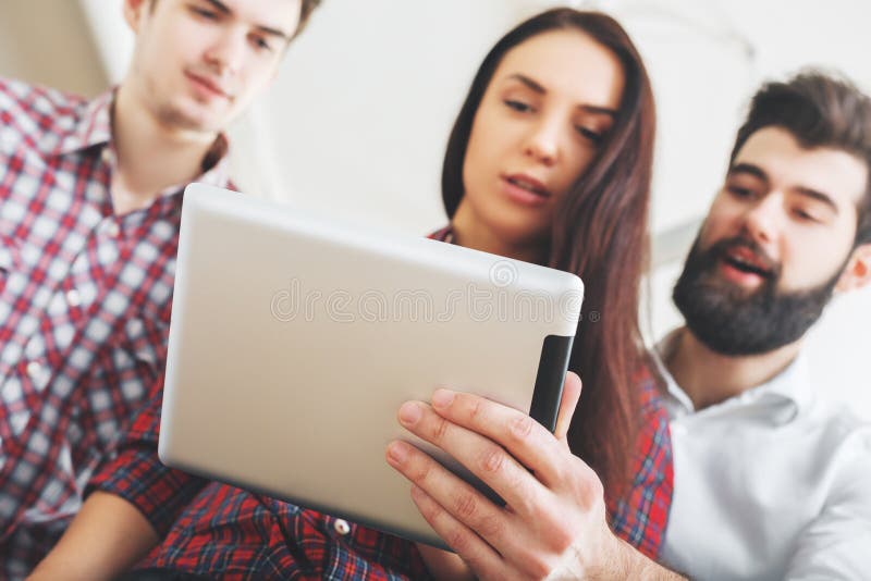 Attractive People Using Tablet Stock Photo - Image of female, device ...