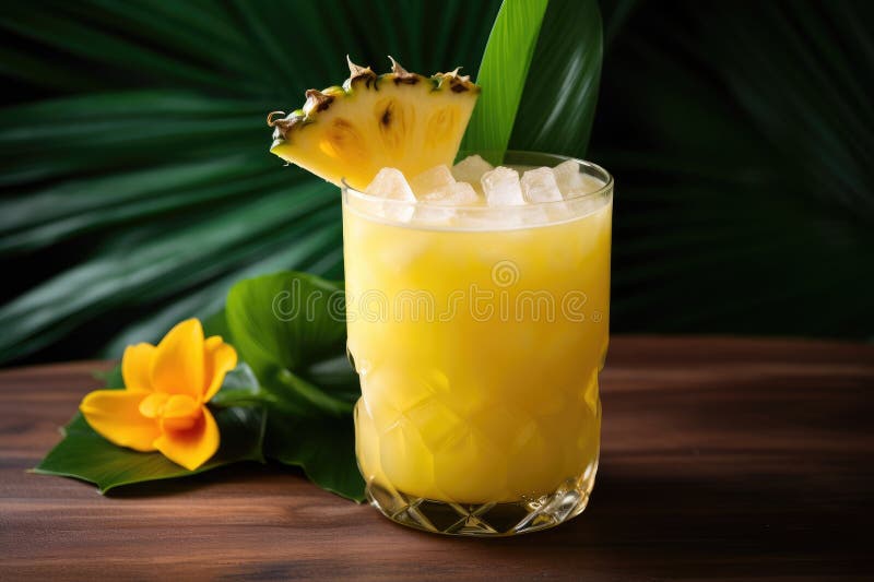 An Attractive Pineapple Cocktail with a Pineapple Garnish Placed ...