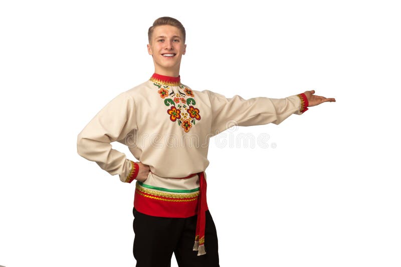 Attractive Russian Guy Dancing in Folk Costume Isolated on White Stock ...