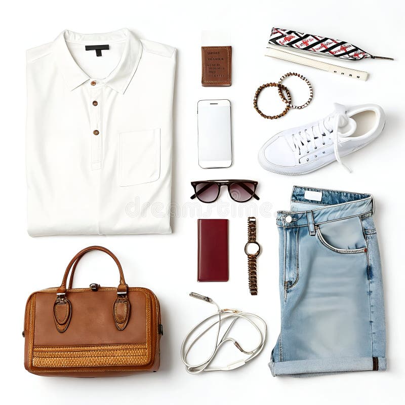 An Attractive Set of Unknown Items Isolated on White Background Stock ...