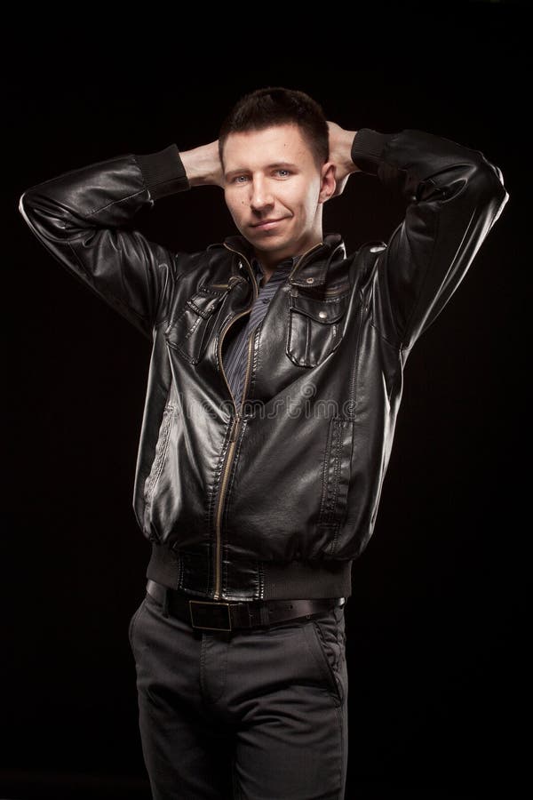 Attractive Man on Black Background Stock Image - Image of emotion, eyes ...