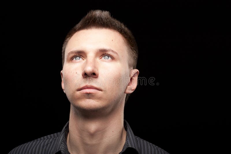 Attractive Man on Black Background Stock Image - Image of smile, copy ...