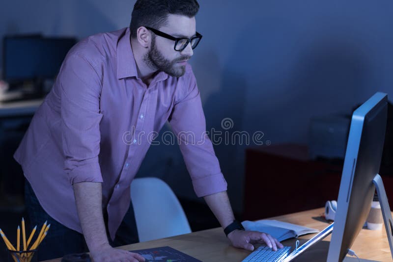 Attractive Smart Man Pressing a Button Stock Photo - Image of ...