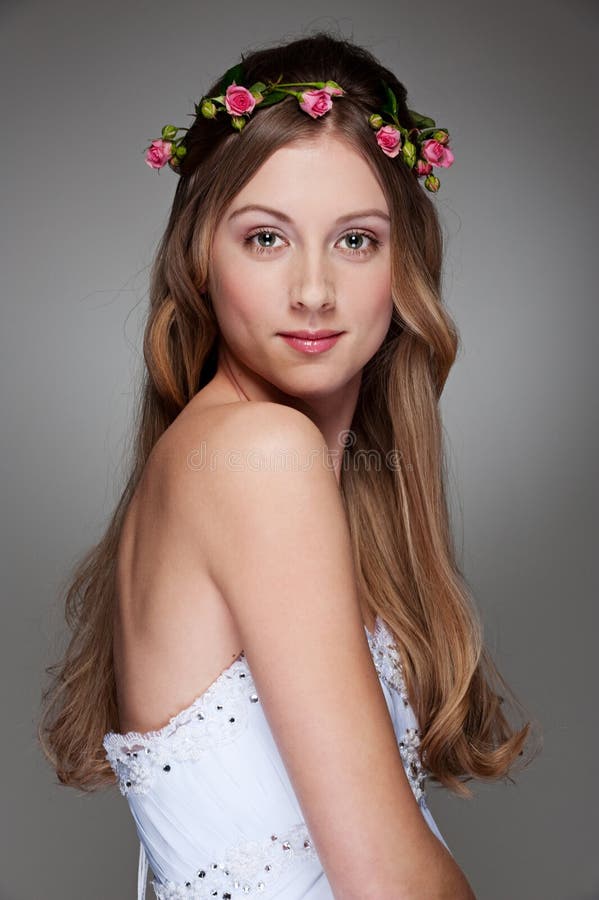 Attractive Smiley Model Sitting on the Cube Stock Image - Image of ...