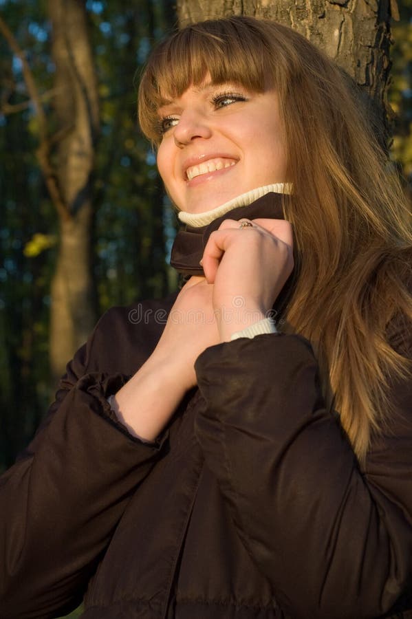 Attractive smiling girl stock photo. Image of black, walk - 12860106