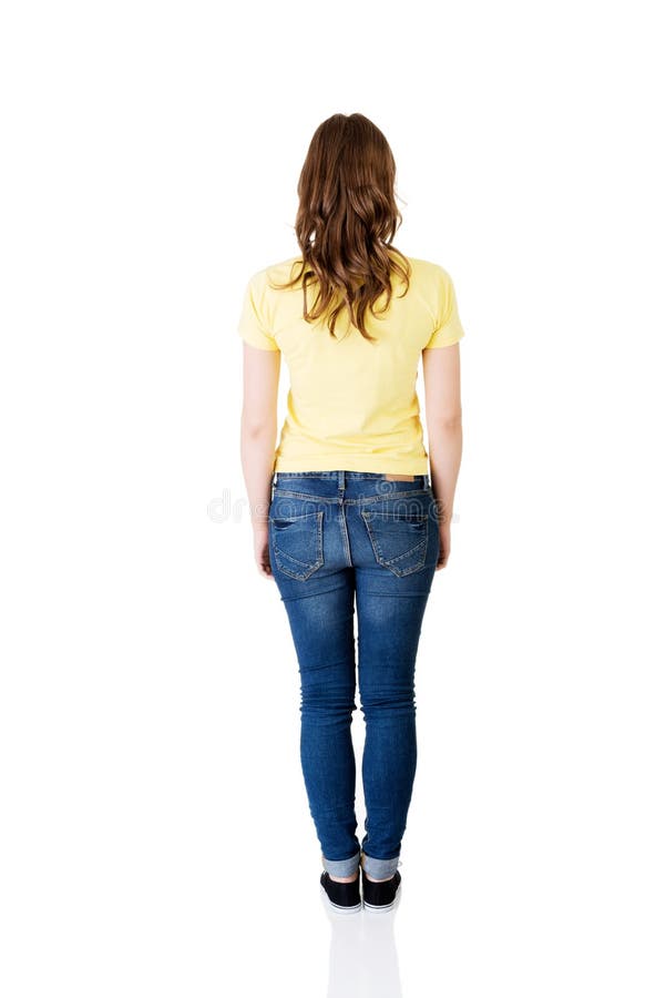 Attractive Standing Woman. Back View Stock Photo - Image of side ...