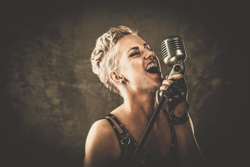 Attractive Steampunk Singer Stock Image - Image of clothes, headphones ...