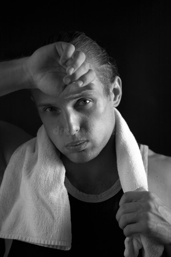 Attractive Strong Man with White Towel Stock Photo - Image of human ...