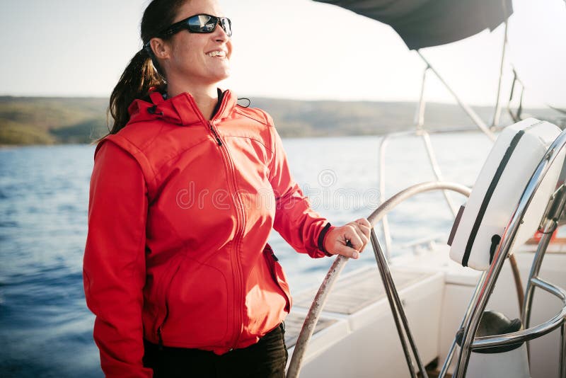 Attractive Strong Woman Sailing with Her Boat Stock Image - Image of ...