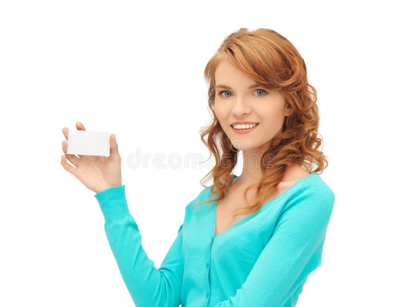 Attractive Student with Business Card Stock Image - Image of closeup ...