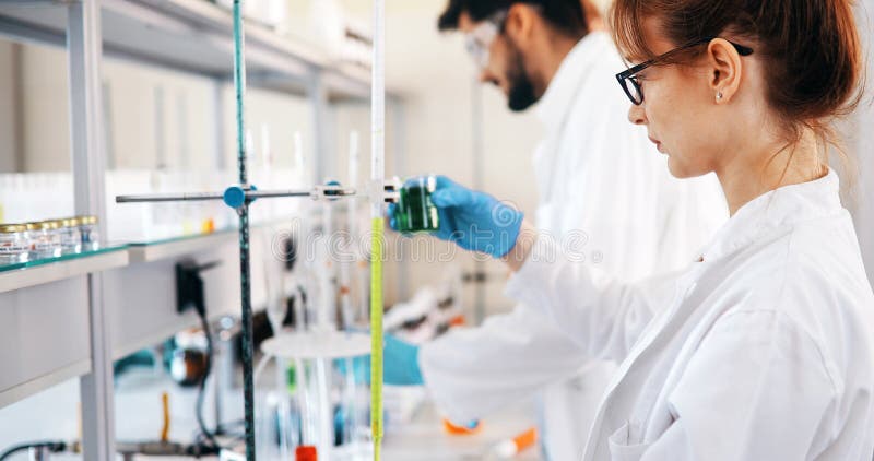 Attractive Student of Chemistry Working in Laboratory Stock Photo ...
