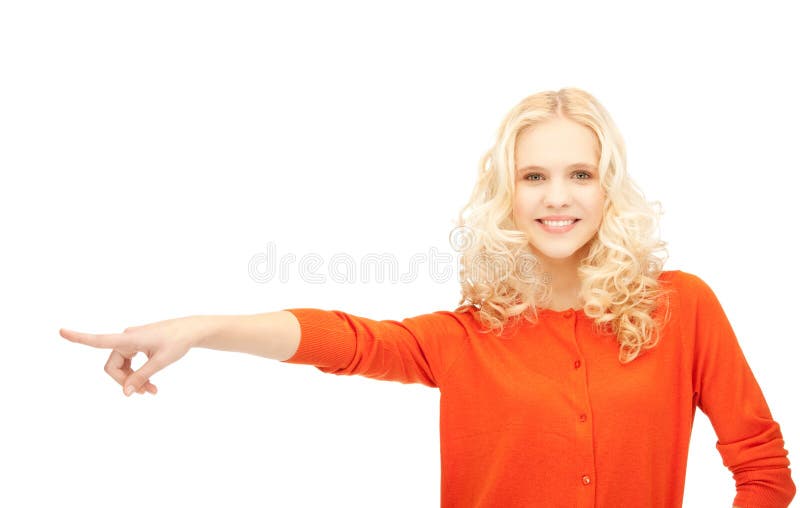 Attractive Student Pointing Her Finger Stock Image - Image of finger ...