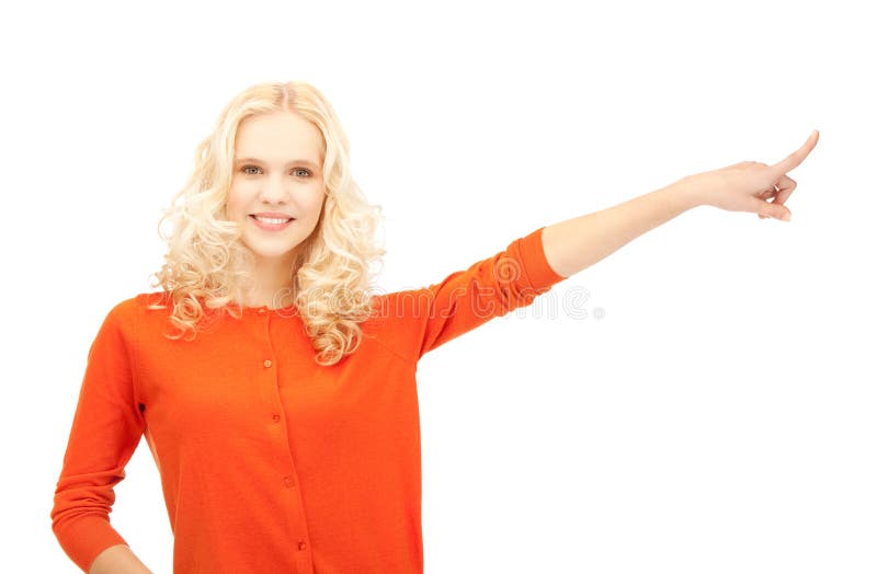 Attractive Student Pointing Her Finger Stock Image - Image of action ...