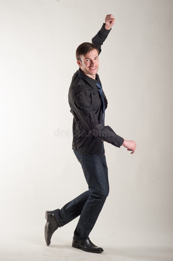 Attractive Successful Entrepreneur is Actively Moving in Front O Stock ...