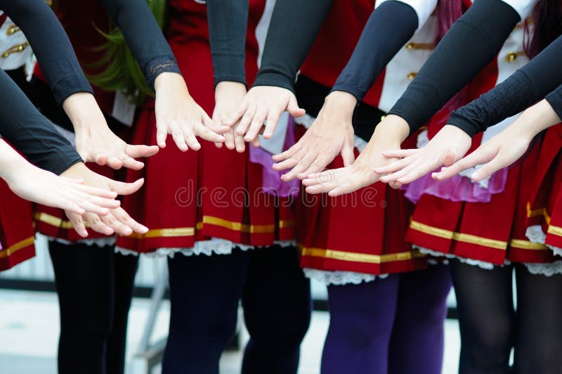 Attractive Unity Hands by a Dance Group Stock Image - Image of team ...
