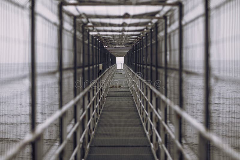 Attractive View of the Pier. Perspective of the Metal Structure of a ...