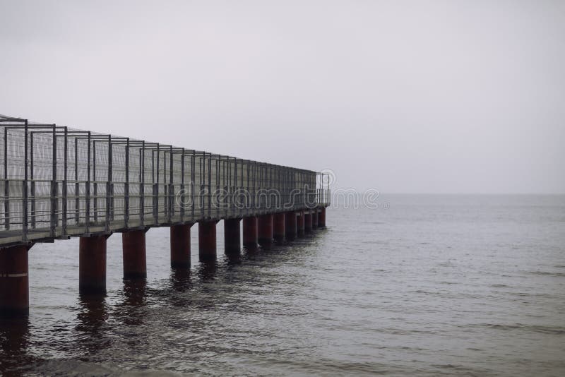 Attractive View of the Pier. Perspective of the Metal Structure of a ...