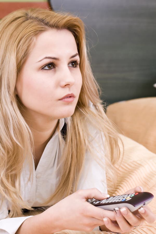 Attractive woman stock photo. Image of couch, emotion - 13102142