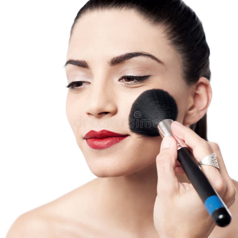Attractive Woman Applying Foundation Stock Image - Image of freshness ...