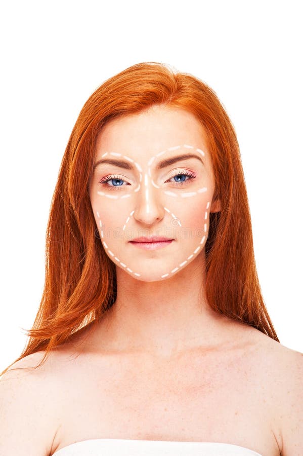 Attractive Woman Caucasian Whose Face is Marked Stock Photo - Image of ...