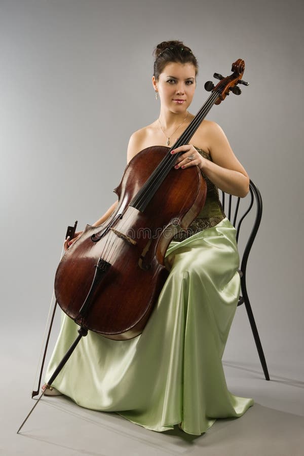 Attractive Woman with Cello Stock Image - Image of face, attractive ...