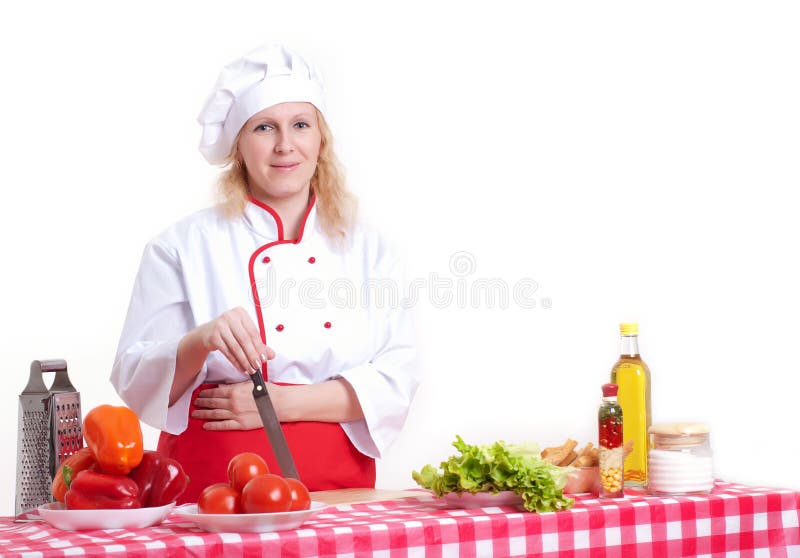 Attractive woman cooks stock image. Image of cuisine - 24742069