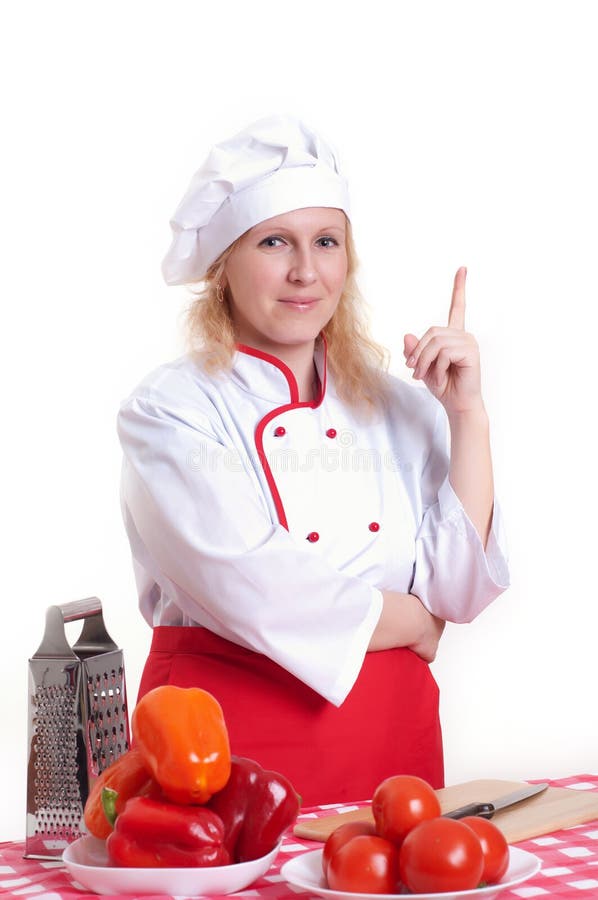Attractive woman cooks stock image. Image of chores, gourmet - 24932909