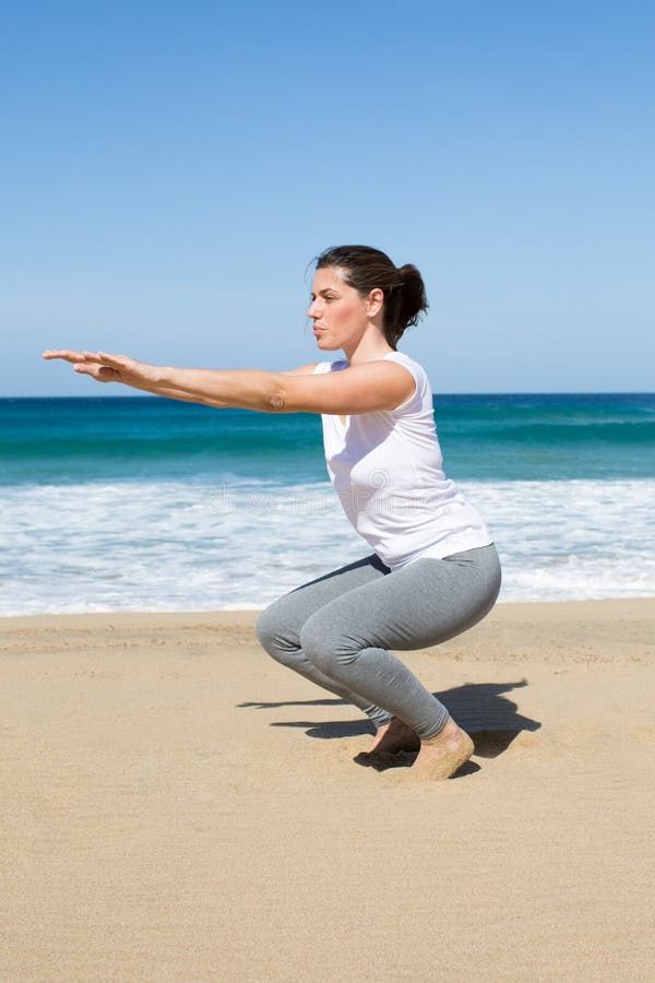 Attractive Woman Doing Cross-fit on the Beach Stock Image - Image of ...