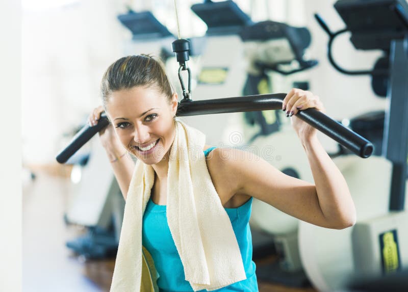 Attractive Woman Exercising at Gym Stock Image - Image of sportswear ...