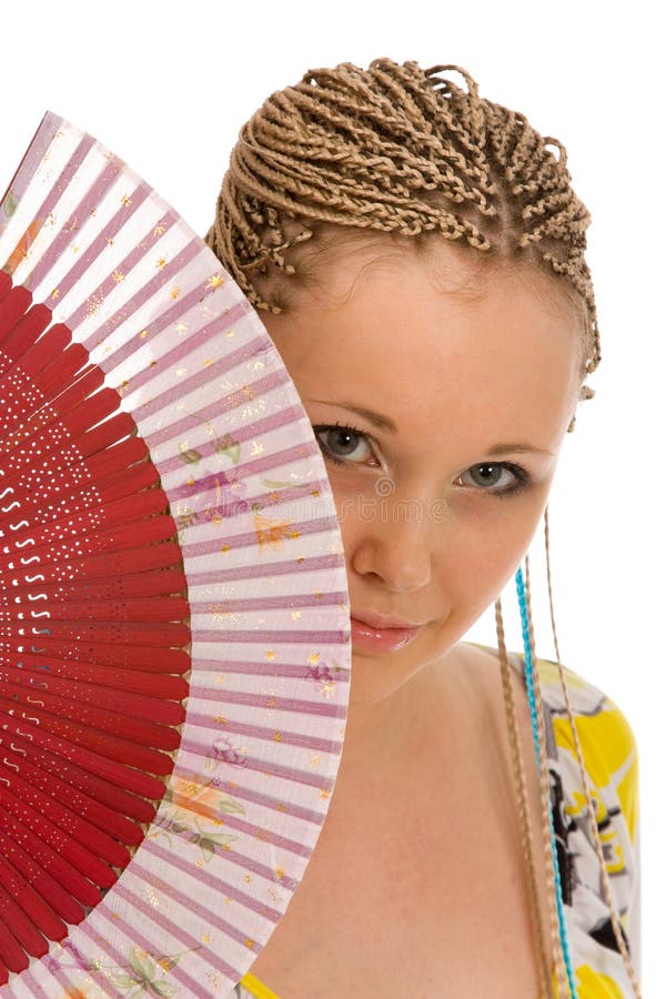 Attractive Woman With A Fan Stock Photo - Image of caucasian, portrait ...