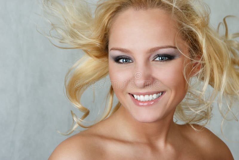 Portrait of Attractive Girl with Fly-away Hair Stock Photo - Image of ...