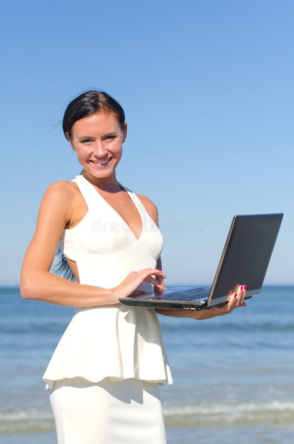 Attractive Woman with Notebook Stock Image - Image of laptop, corporate ...