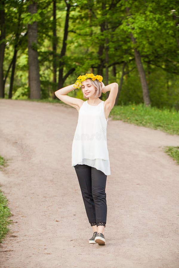 Attractive Woman in Park Outdoor Stock Photo - Image of female, girl ...