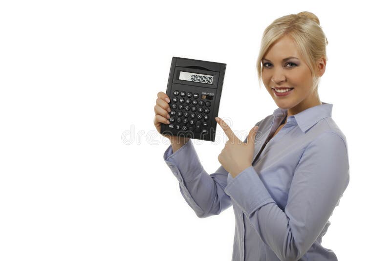Attractive Woman with Pocket Calculator Stock Image - Image of clothing ...