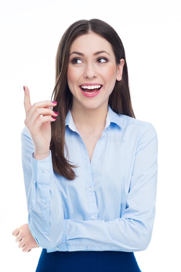 Attractive woman pointing stock photo. Image of caucasian - 50036750