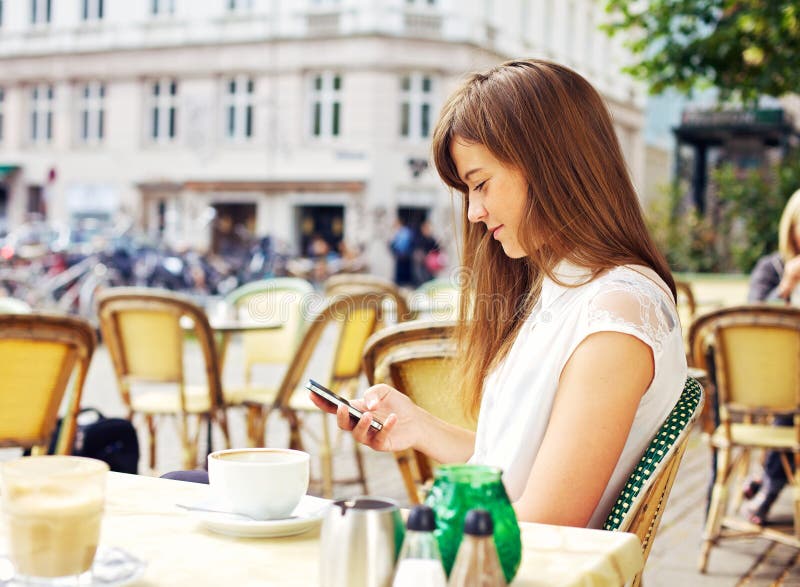 Attractive Woman Reading a Text Message Stock Photo - Image of phone ...