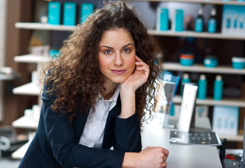 Attractive Woman Receptionist Stock Photo - Image of beautiful, desk ...