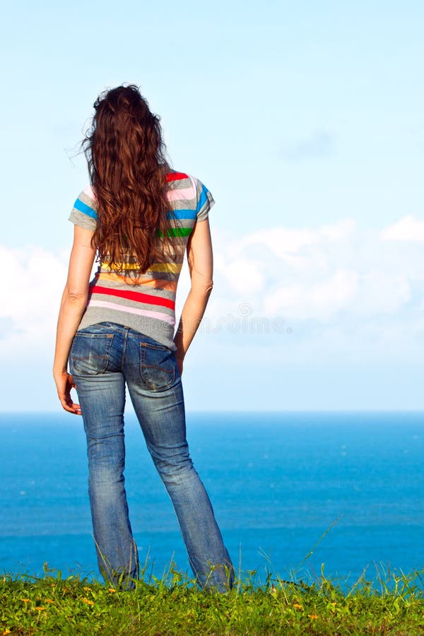 Attractive Woman Relaxing and Looking at the View Stock Image - Image ...