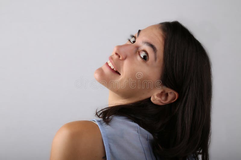 Attractive Woman Shot from Her Back Leaning Her Head Stock Photo ...