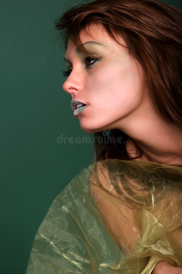 Attractive woman in silk stock photo. Image of glamor - 12285694