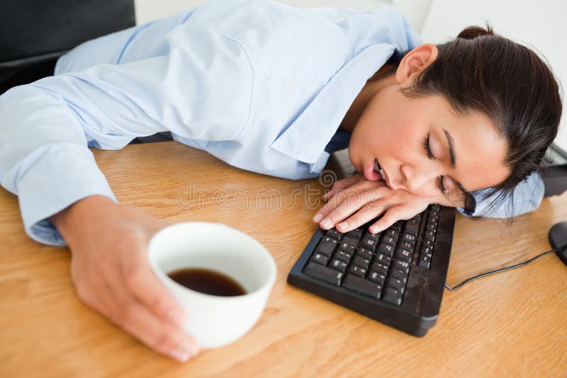 Attractive Woman Sleeping on a Keyboard Stock Image - Image of business ...