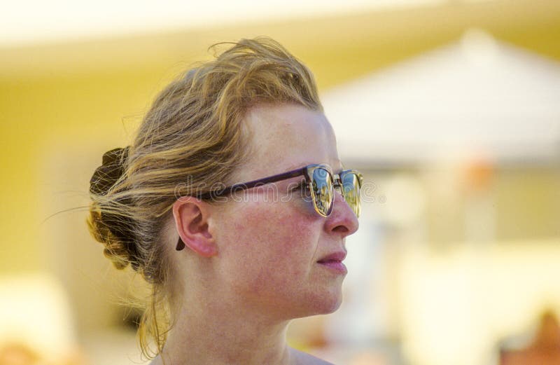 Attractive Woman with Sunglasses Looking Cool Stock Photo - Image of ...