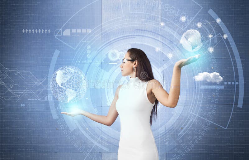 Attractive Young Woman Using New Technologies Stock Photo - Image of ...