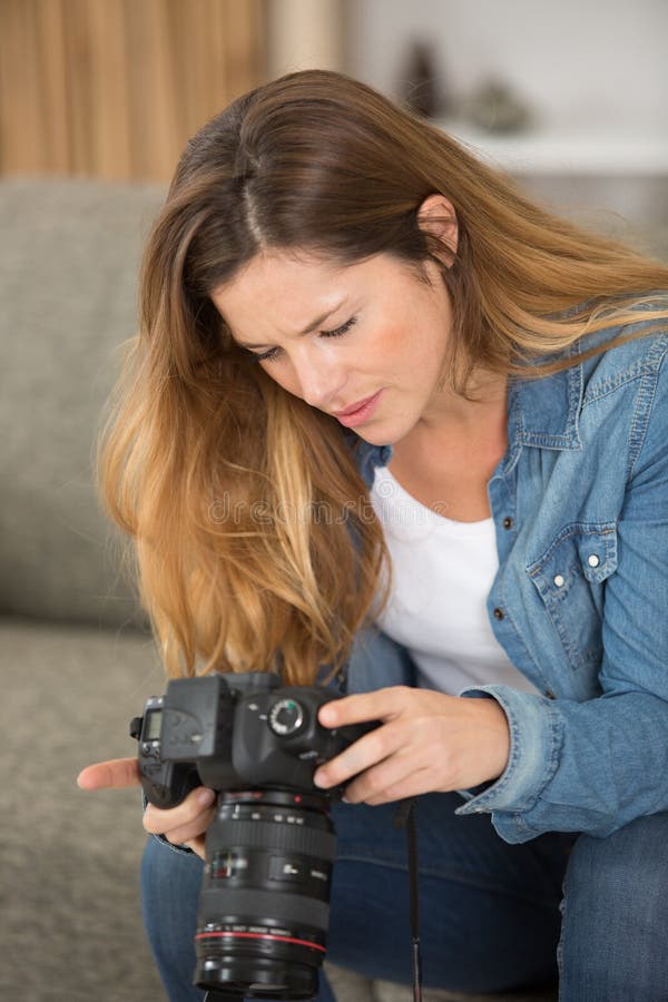Attractive Woman Using Camera Stock Image - Image of elegant, caucasian ...