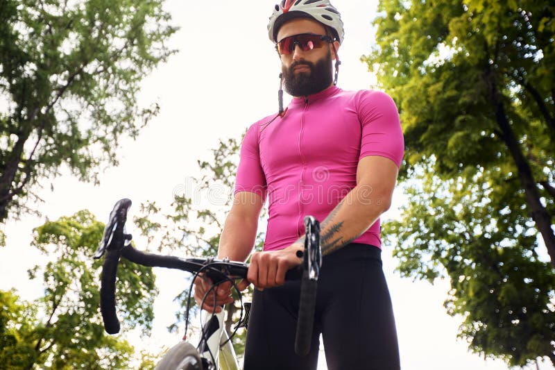 Attractive Young Man Rides a Bike Stock Photo - Image of young, happy ...