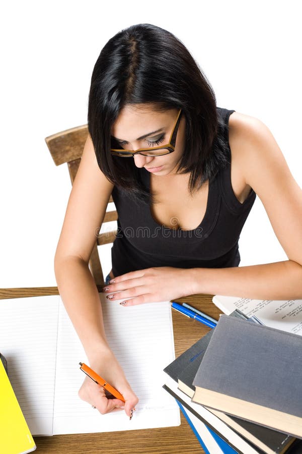 Attractive Young Brunette Student. Stock Photo - Image of copy, college ...