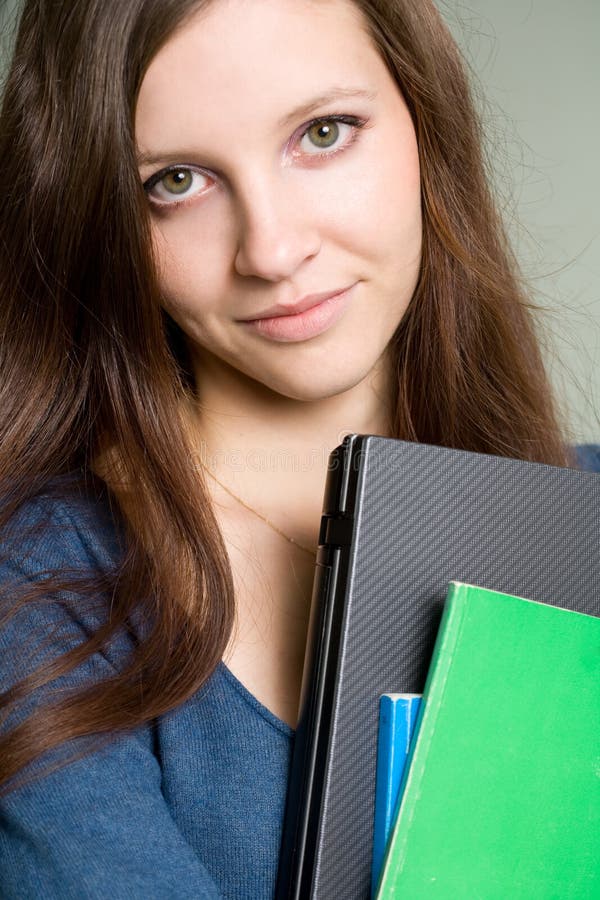 Attractive Young Brunette Student Girl. Stock Image - Image of girl ...